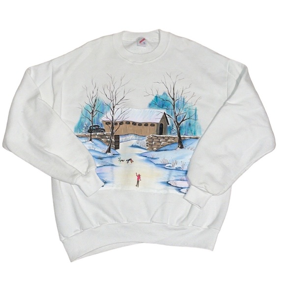 Jerzees | Sweaters | Vintage Winter Scene Crewneck | Poshmark